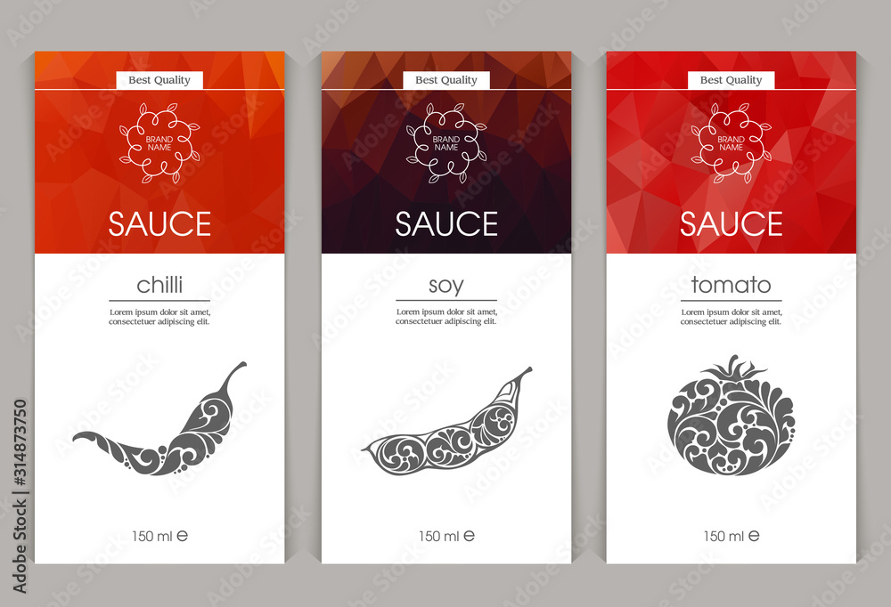 Vector set of templates packaging sauce Stock Vector | Adobe Stock
