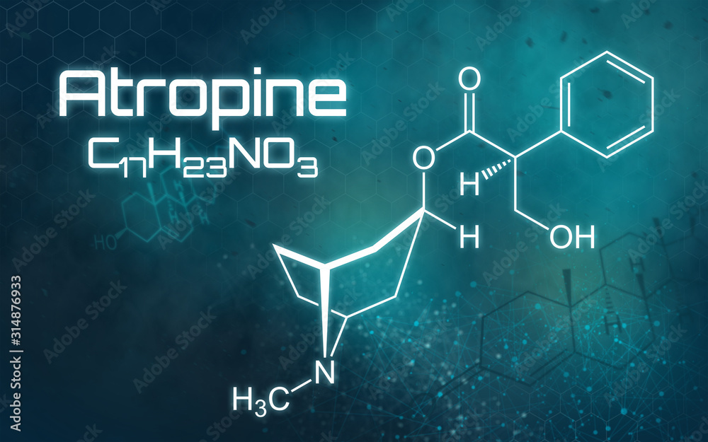 Chemical formula of Atropine on a futuristic background Stock ...