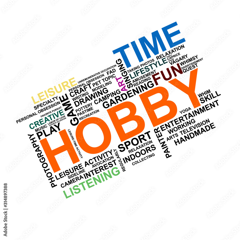Hobby word cloud map illustration Stock Vector | Adobe Stock