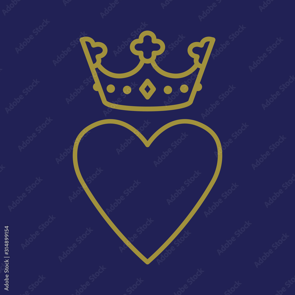 Heart and gold crown monarchy traditional victorian symbol love Stock ...