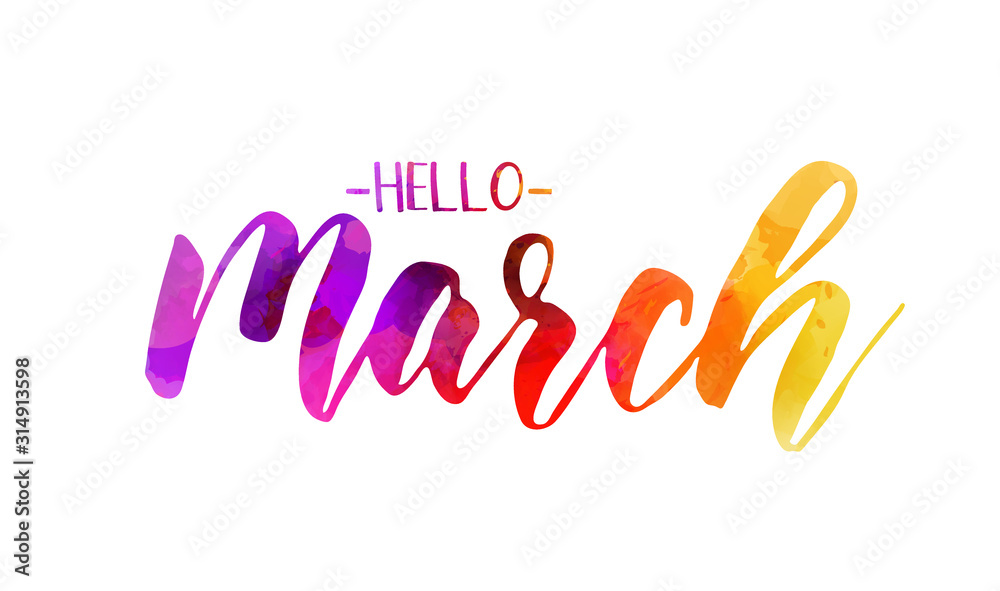 Hello March lettering - spring concept background Stock Vector | Adobe ...