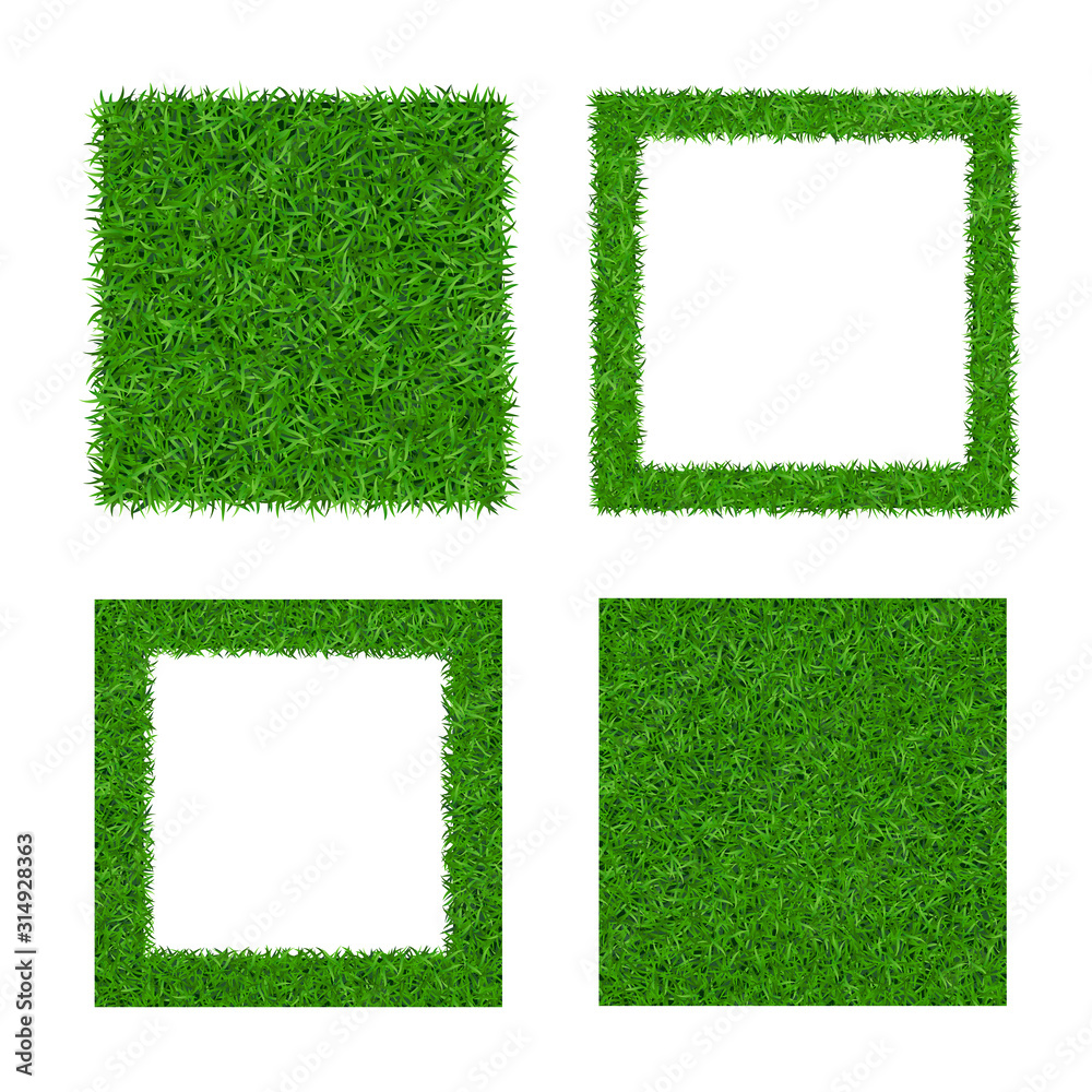 Vettoriale Stock Green grass frame 3D set isolated white background ...