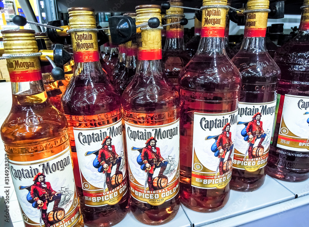Captain Morgan rum ready for sale on the shelf in superstore Stock ...