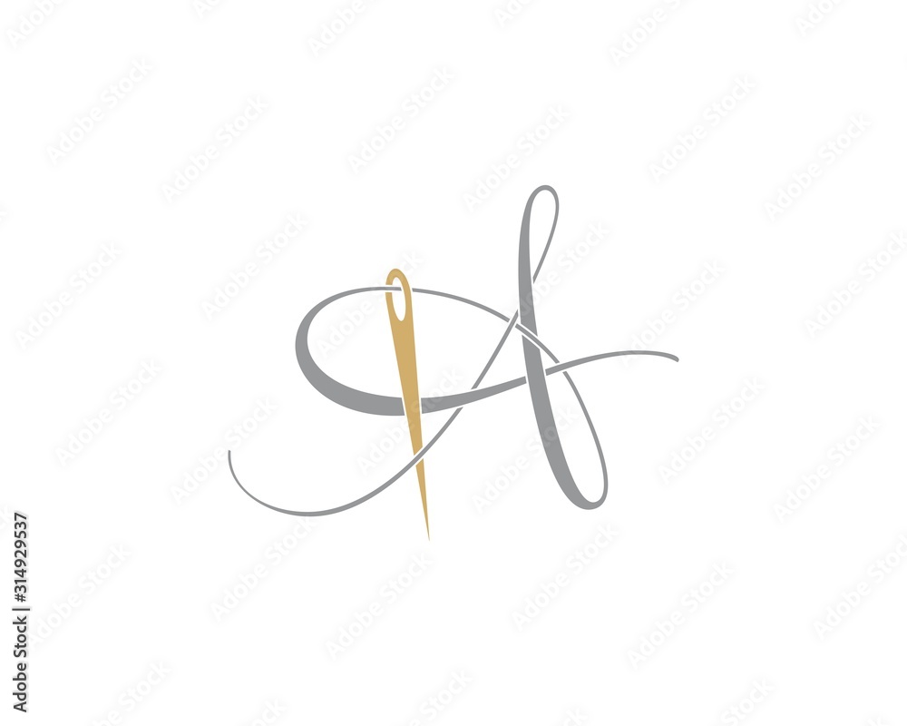 Letter A With Needle Logo Design Template 002 Stock Vector | Adobe Stock