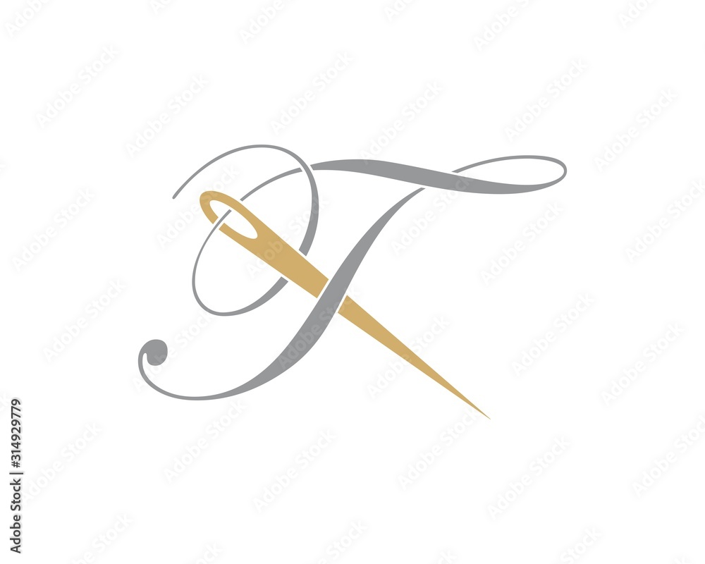 Letter T With Needle Logo Design Template 002 Stock Vector | Adobe Stock
