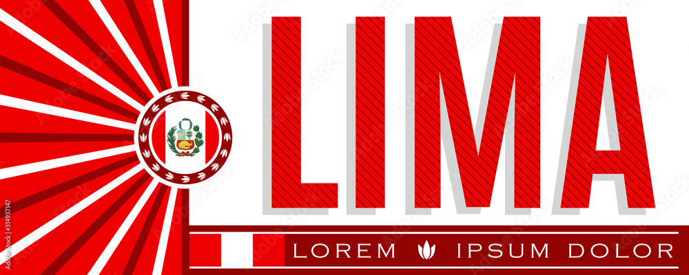 Lima Peru Patriotic Banner design Peruvian flag colors vector ...
