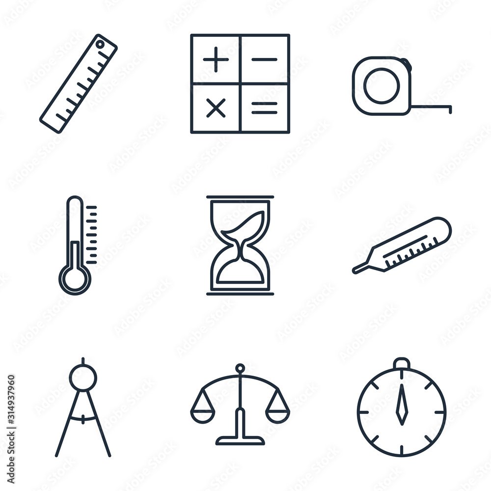 Set Measuring icon template color editable. Measuring pack symbol ...
