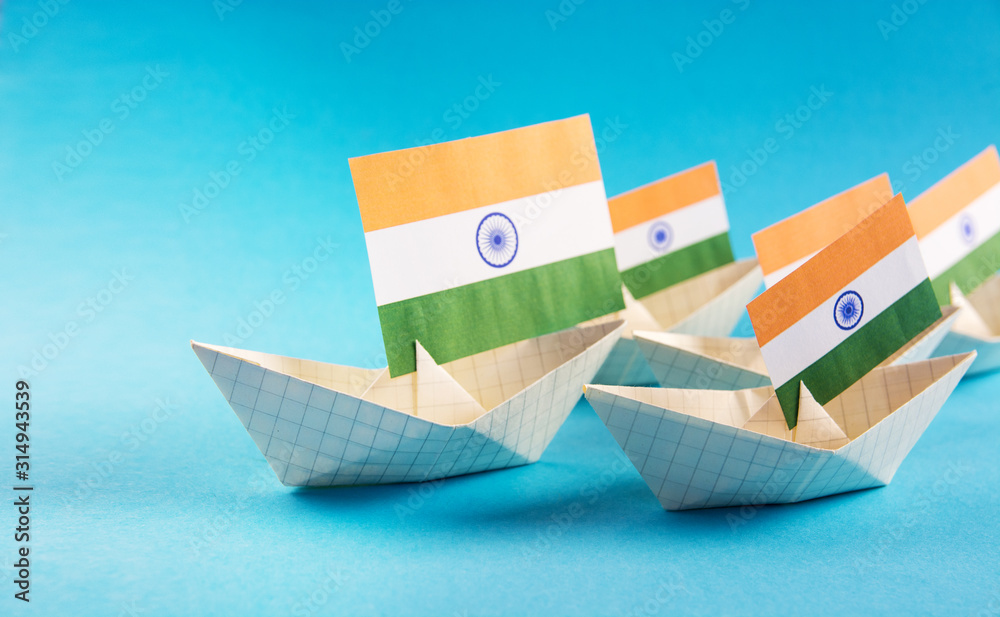 paper ship with Flags of India - Republic Day Stock Photo | Adobe Stock