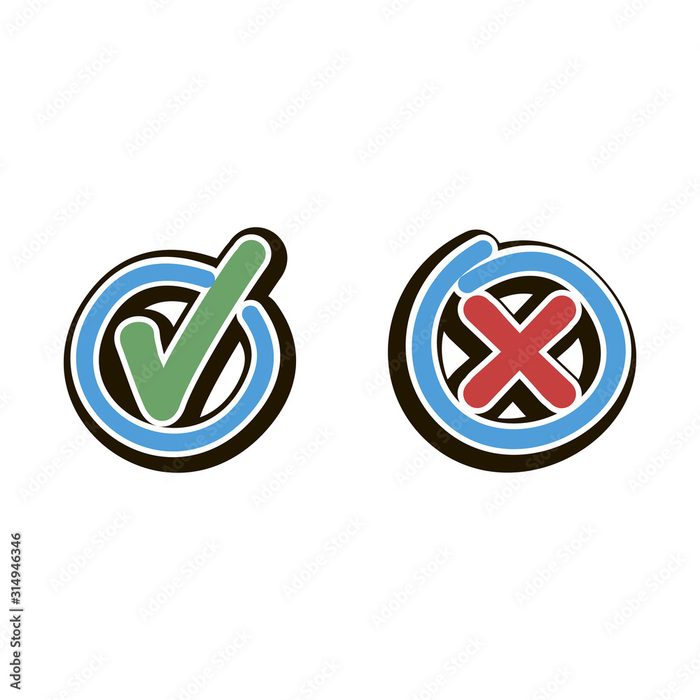 Check mark stickers. Cartoon Vector illustration on white background ...