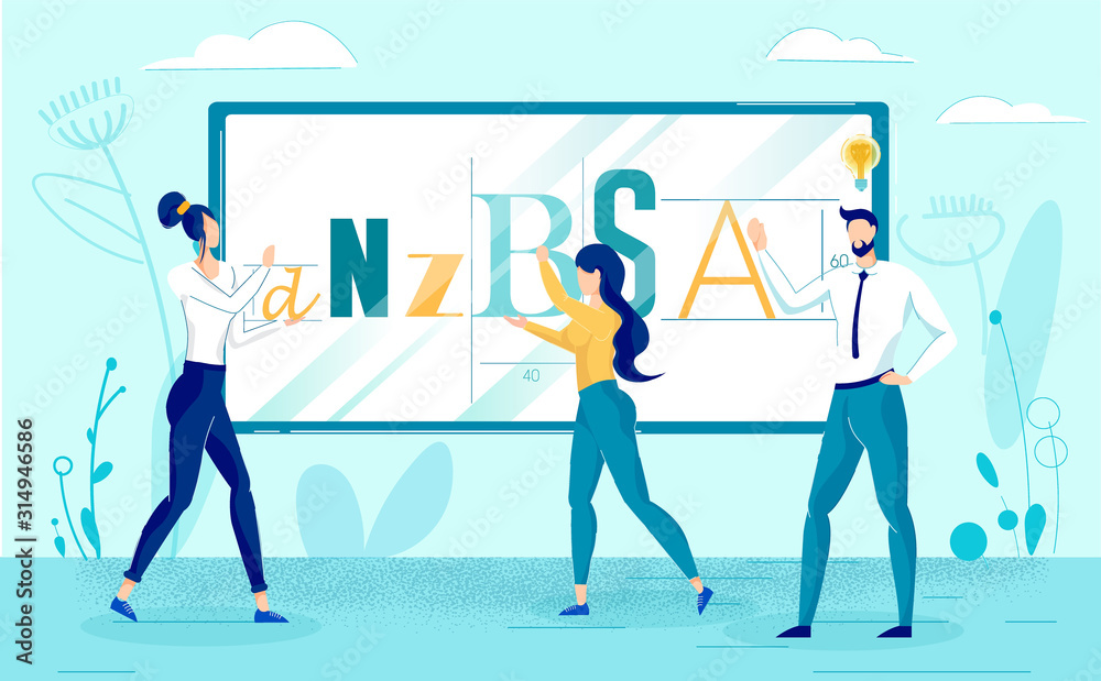 Designers Team Choosing Design Fonts for Website Stock Vector | Adobe Stock