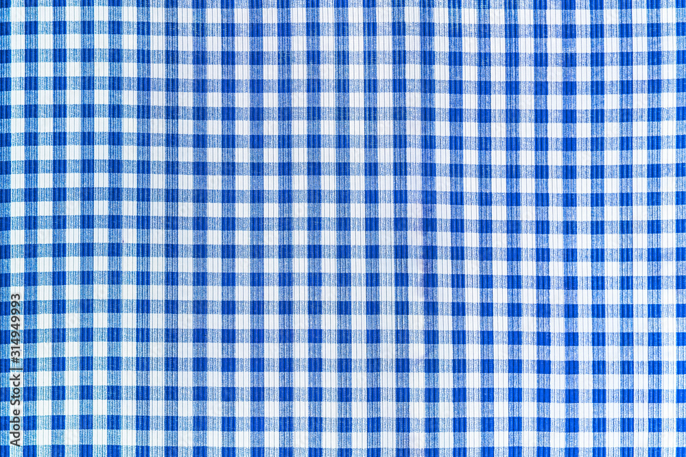 Blue and white abstract checkered fabric texture, pattern background ...