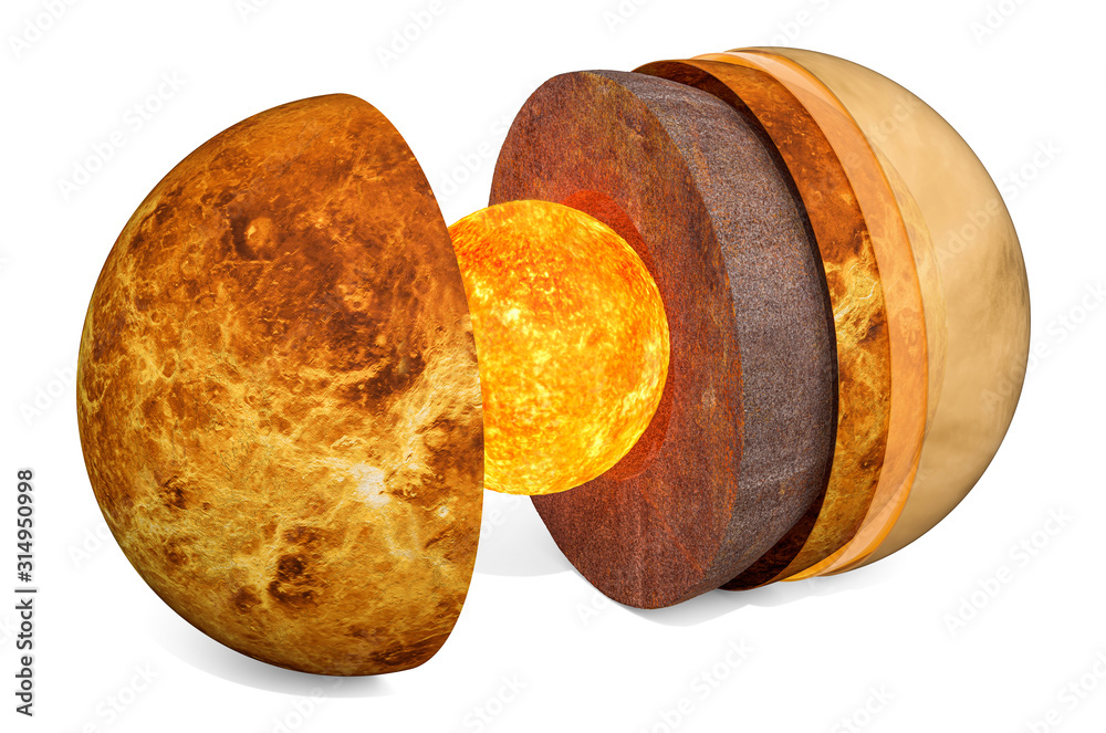 Structure of planet Venus concept, 3D rendering Stock Illustration ...