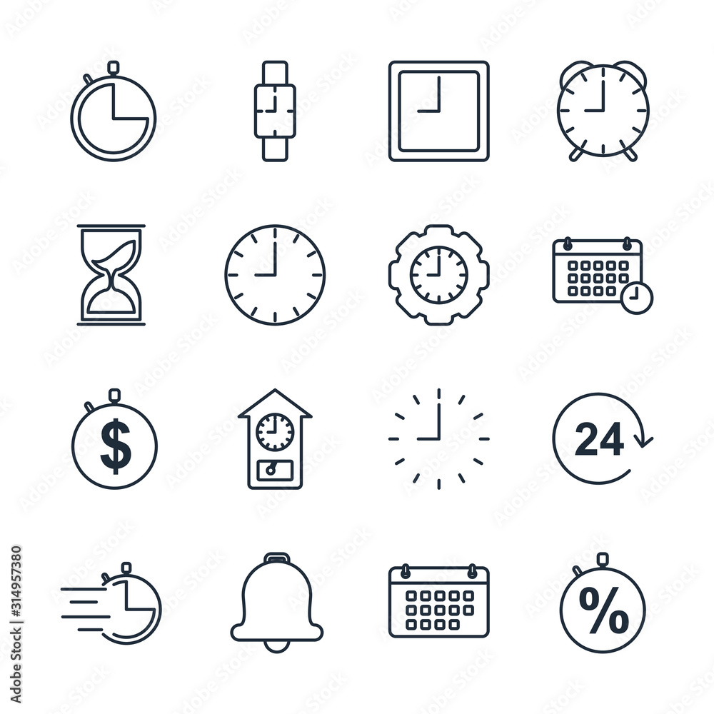 Set Time icon template color editable. Time pack symbol vector sign ...
