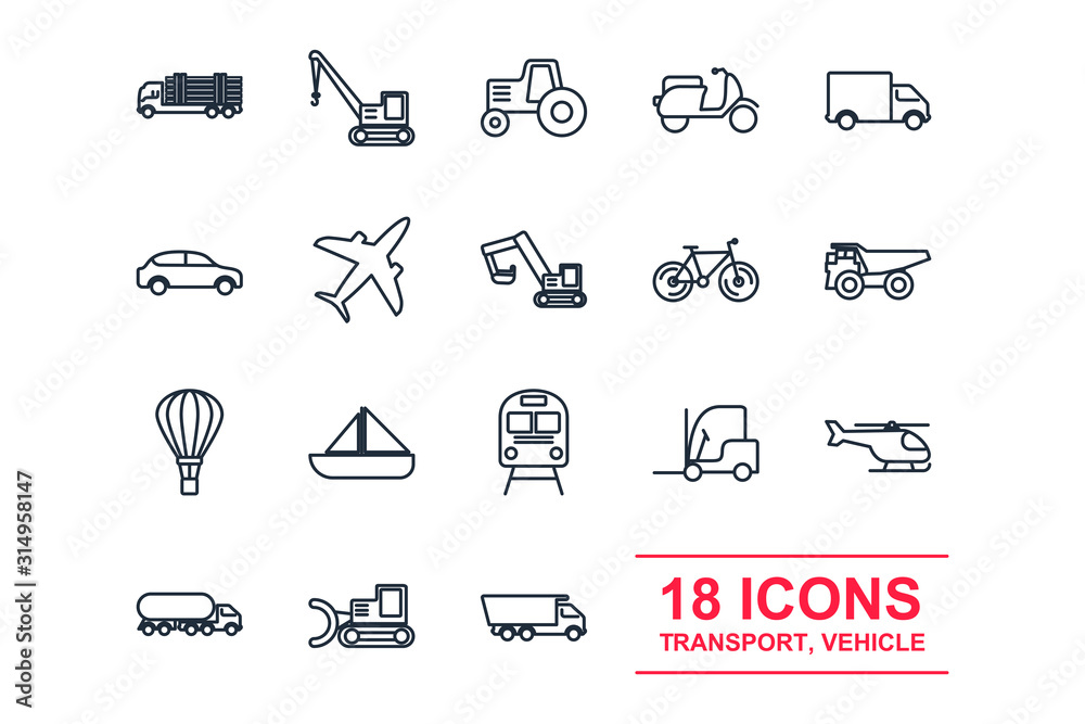 Set Transport vehicle icon template color editable. vehicle and ...