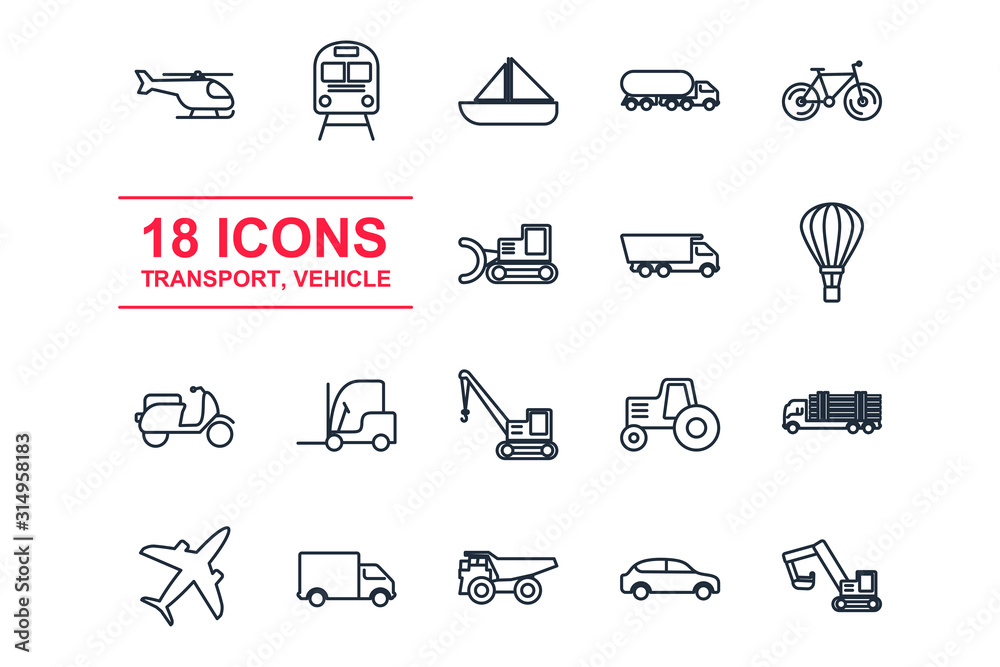 Set Transport vehicle icon template color editable. vehicle and ...