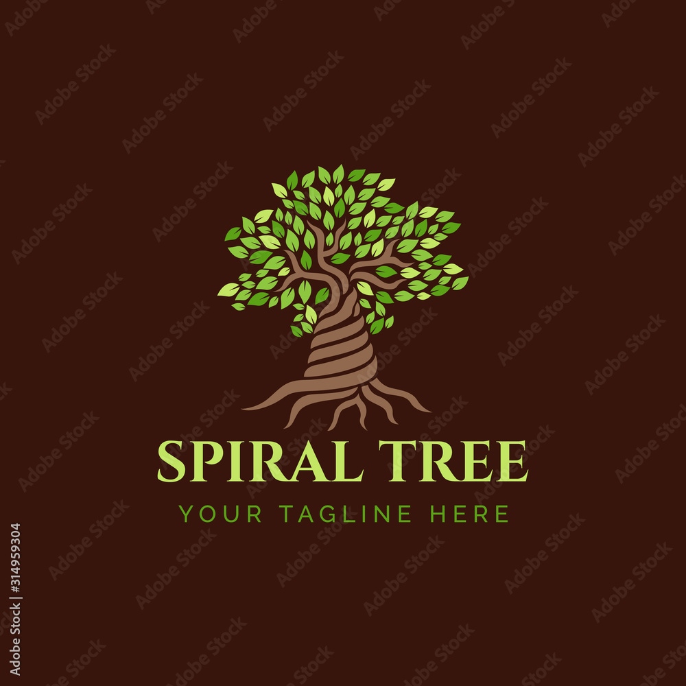 flat tree logo for your business company with name and tagline Stock ...