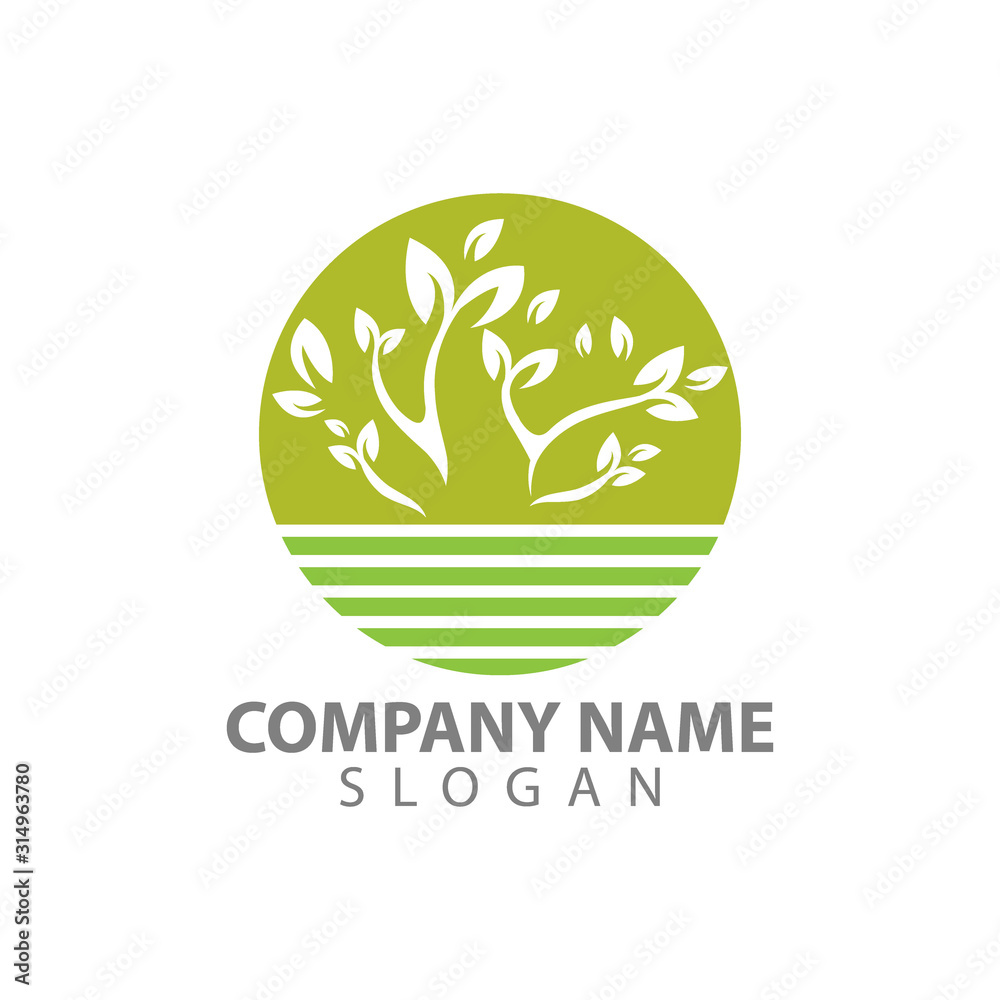 Landscaping logo design concept. Abstract illustration with tree in the ...
