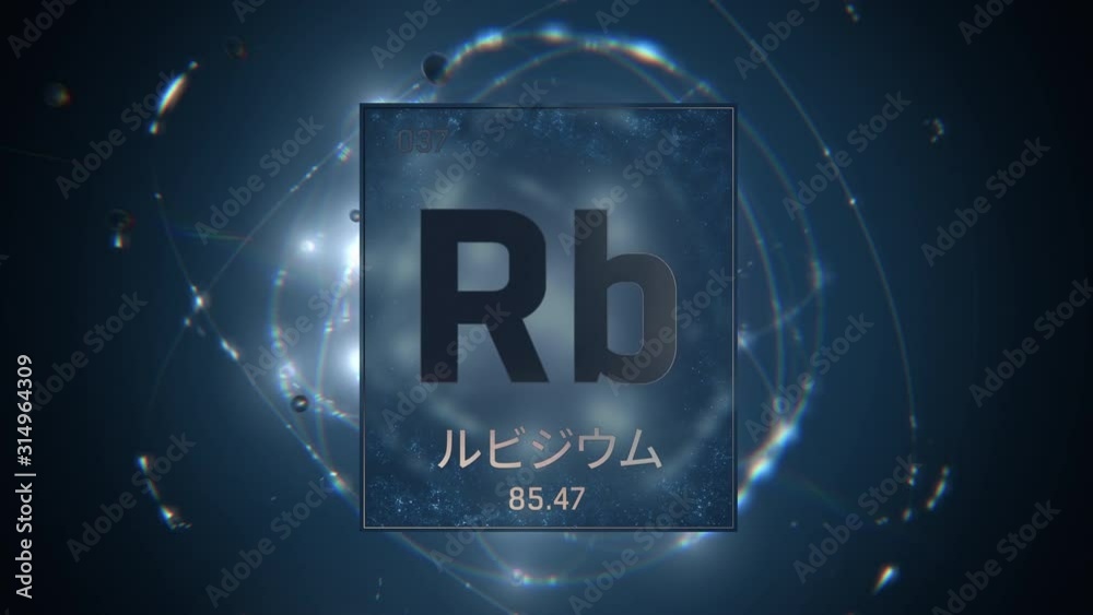 Rubidium as Element 37 of the Periodic Table. Seamlessly looping 3D ...