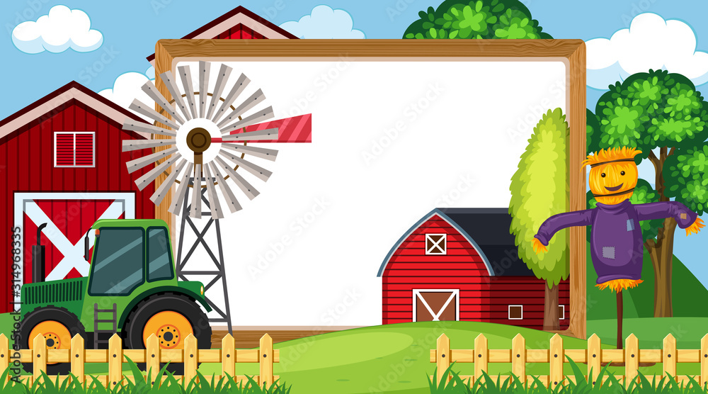 Border template with farm scene in background Stock Vector | Adobe Stock