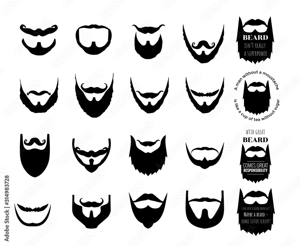 beard vector set collection graphic clipart design Stock Vector | Adobe ...