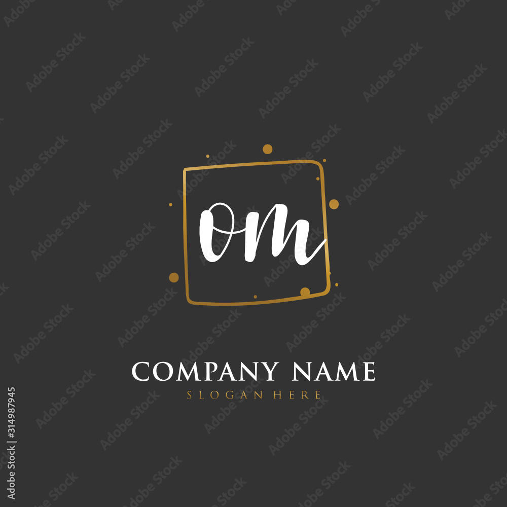 Handwritten initial letter O M OM for identity and logo. Vector logo ...