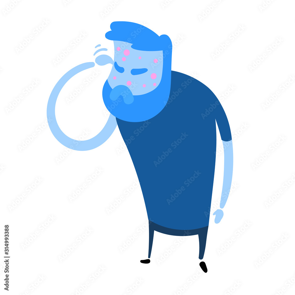 Cartoon man with red spots on his face. Cartoon design icon. Colorful ...
