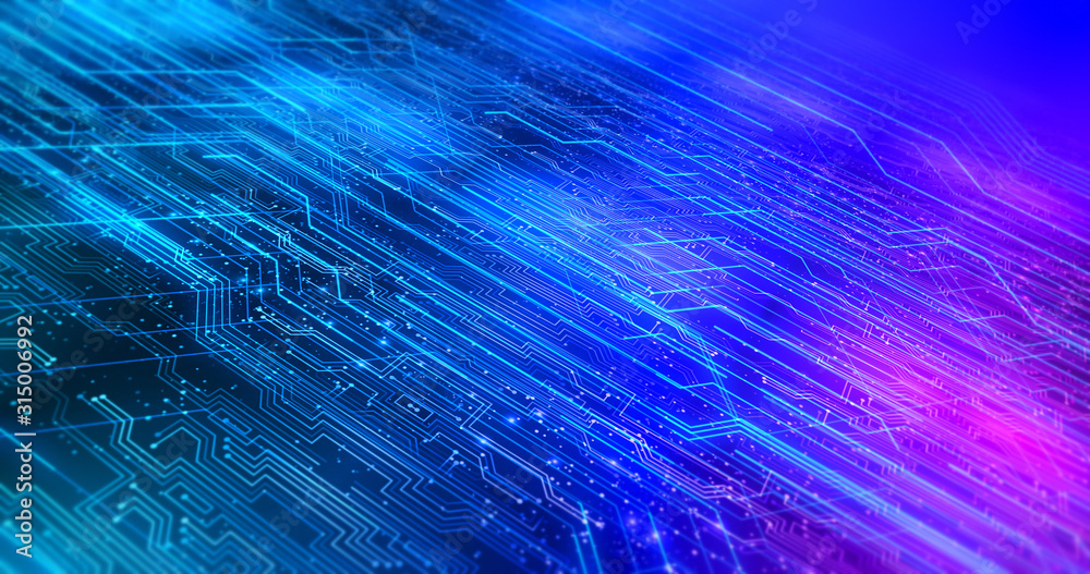 Complex Computer Server Circuit Board In Digital Space Illustration ...