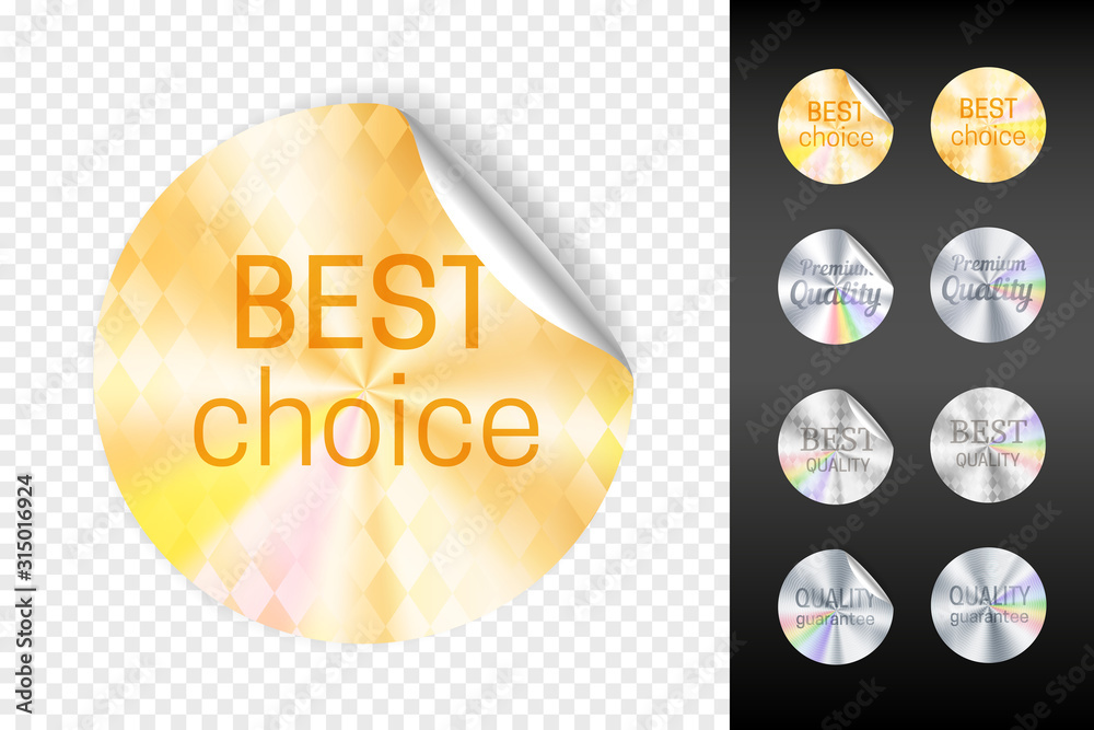 Foil stickers. Retail gold and white silver sticker set, best choice ...