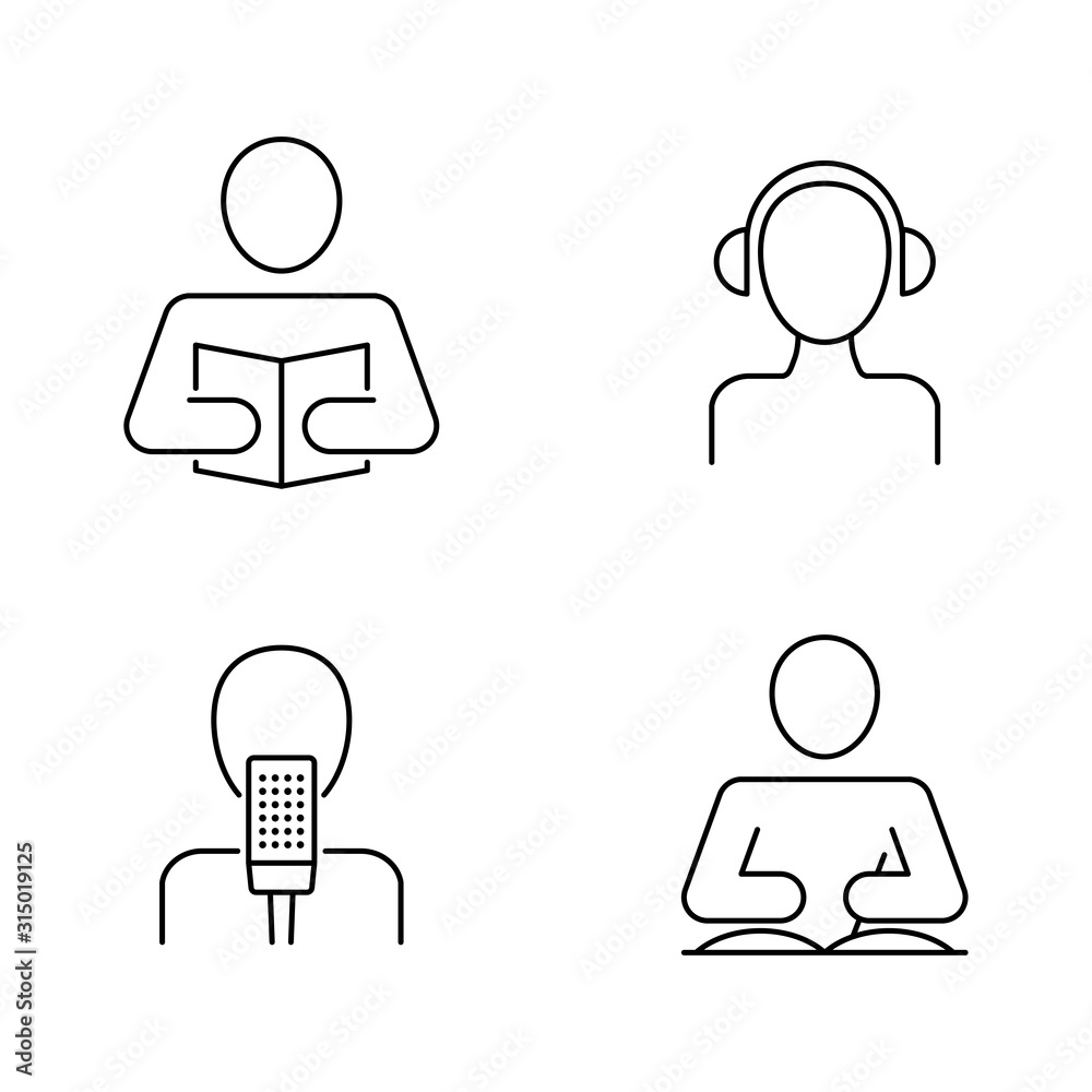 Listening, reading, writing, speaking icons Stock Vector | Adobe Stock