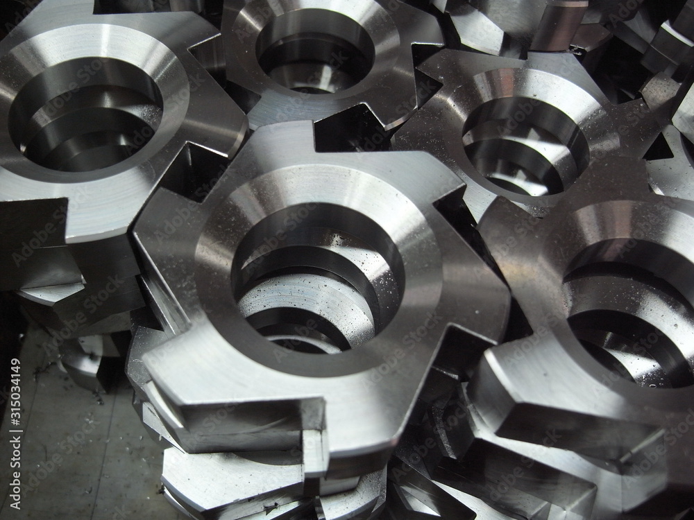CNC steel parts of gear. produced by CNC lathe Stock Photo | Adobe Stock