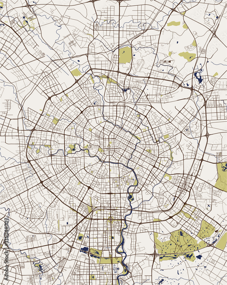 map of the city of Chengdu, China Stock Vector | Adobe Stock