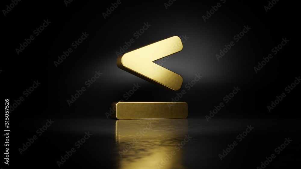 gold metal symbol of less than equal 3D rendering with blurry ...
