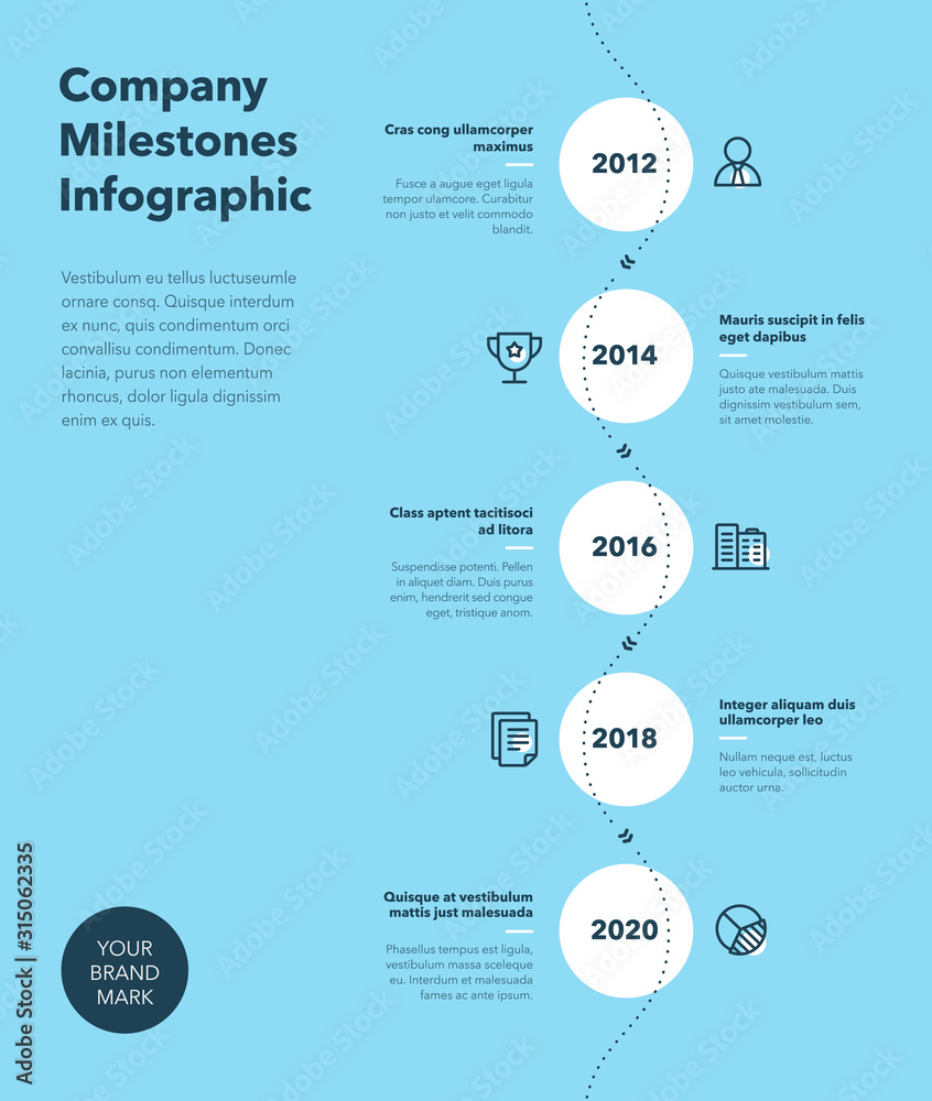 Modern business infographic for company milestones timeline template ...