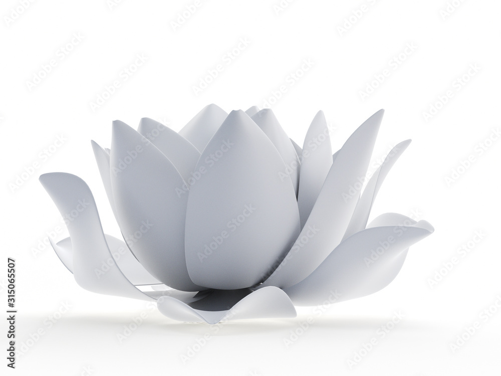 3d rendered object illustration of an abstract white lotus flower Stock ...