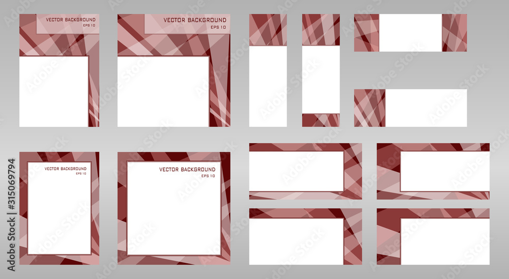 Big set of layouts in chocolate hues. Covers A4, square templates, 8 ...