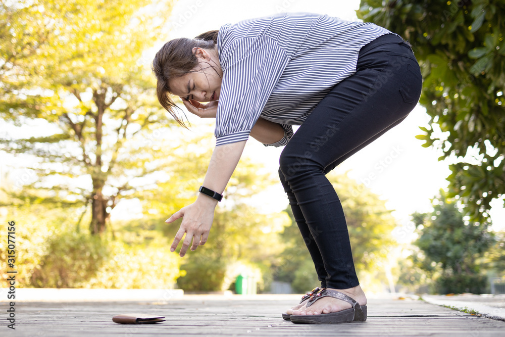 Exhausted asian woman suffer from headache,migraine,tired female people ...