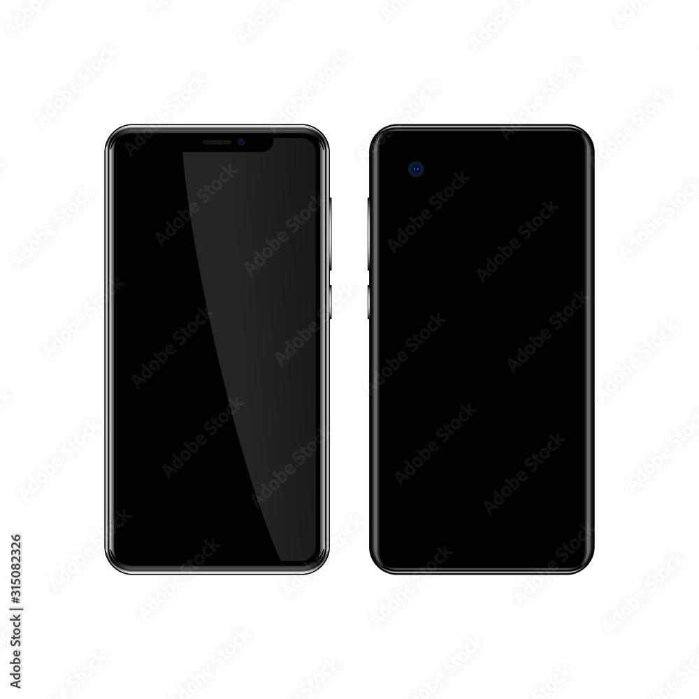 Realistic smartphone with a blank screen. Isolated cell phone layout ...