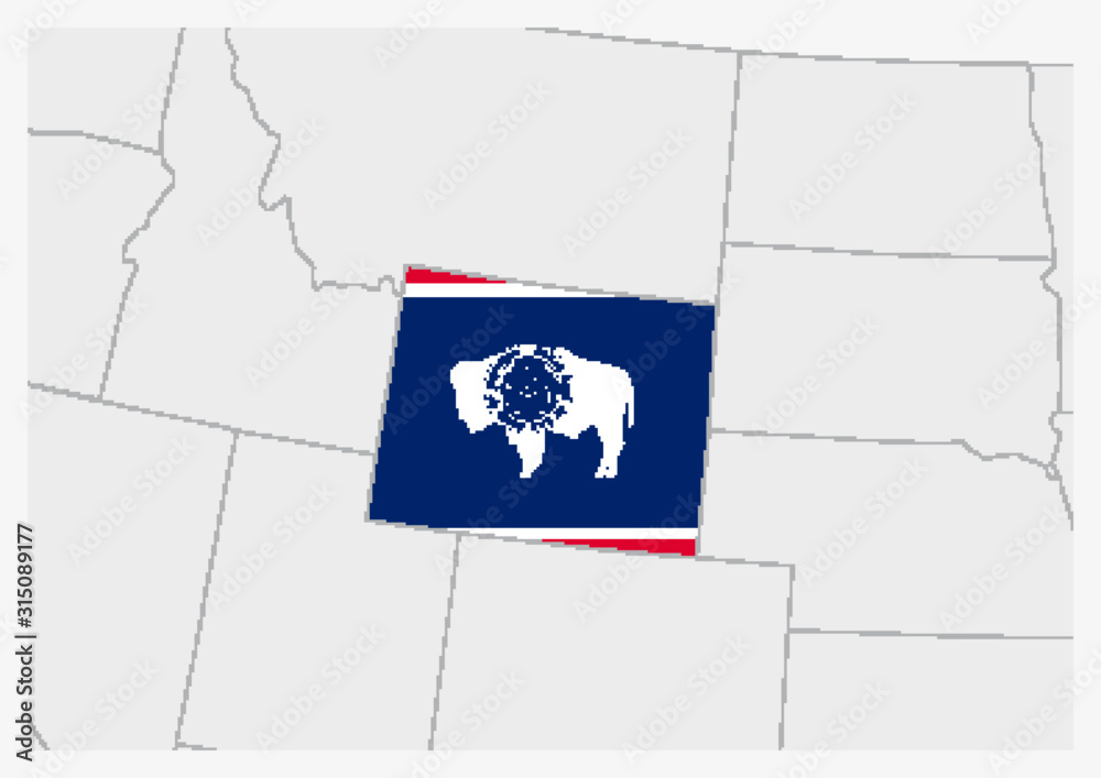 US state Wyoming map highlighted in Wyoming flag colors Stock Vector ...