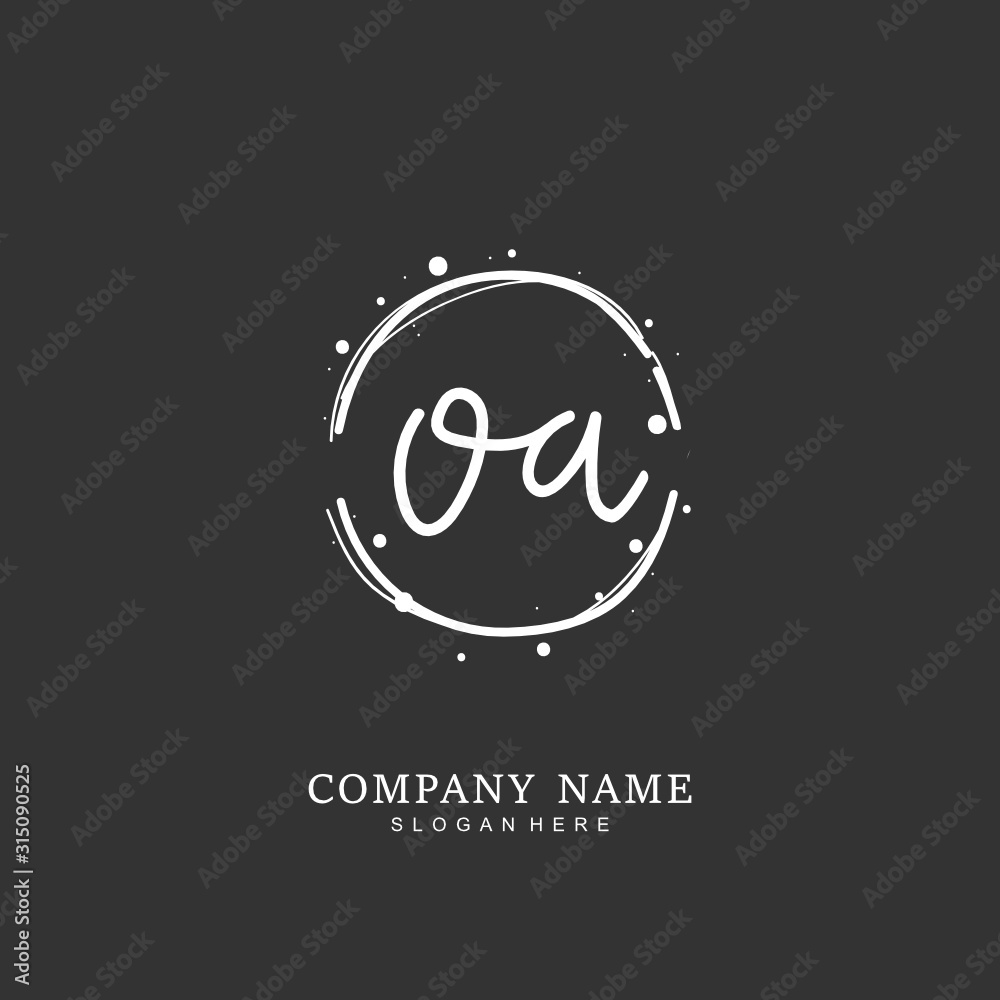 Handwritten initial letter O A OA for identity and logo. Vector logo ...