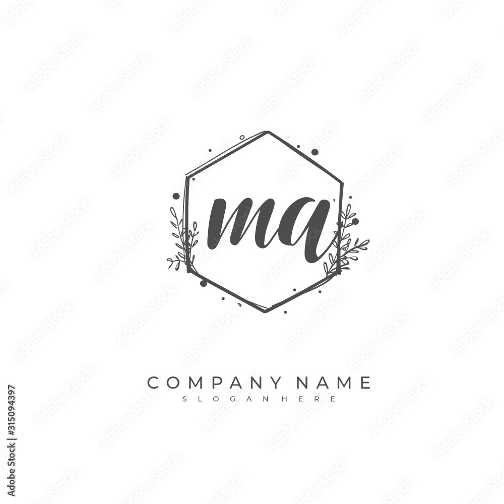 Handwritten initial letter M A MA for identity and logo. Vector logo ...