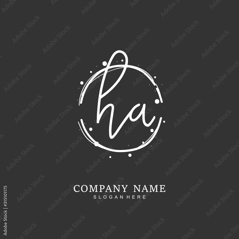 Handwritten initial letter H A HA for identity and logo. Vector logo ...
