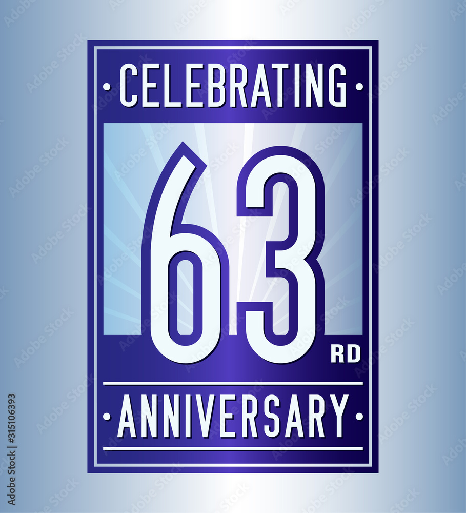 63 years logo design template. Anniversary vector and illustration ...