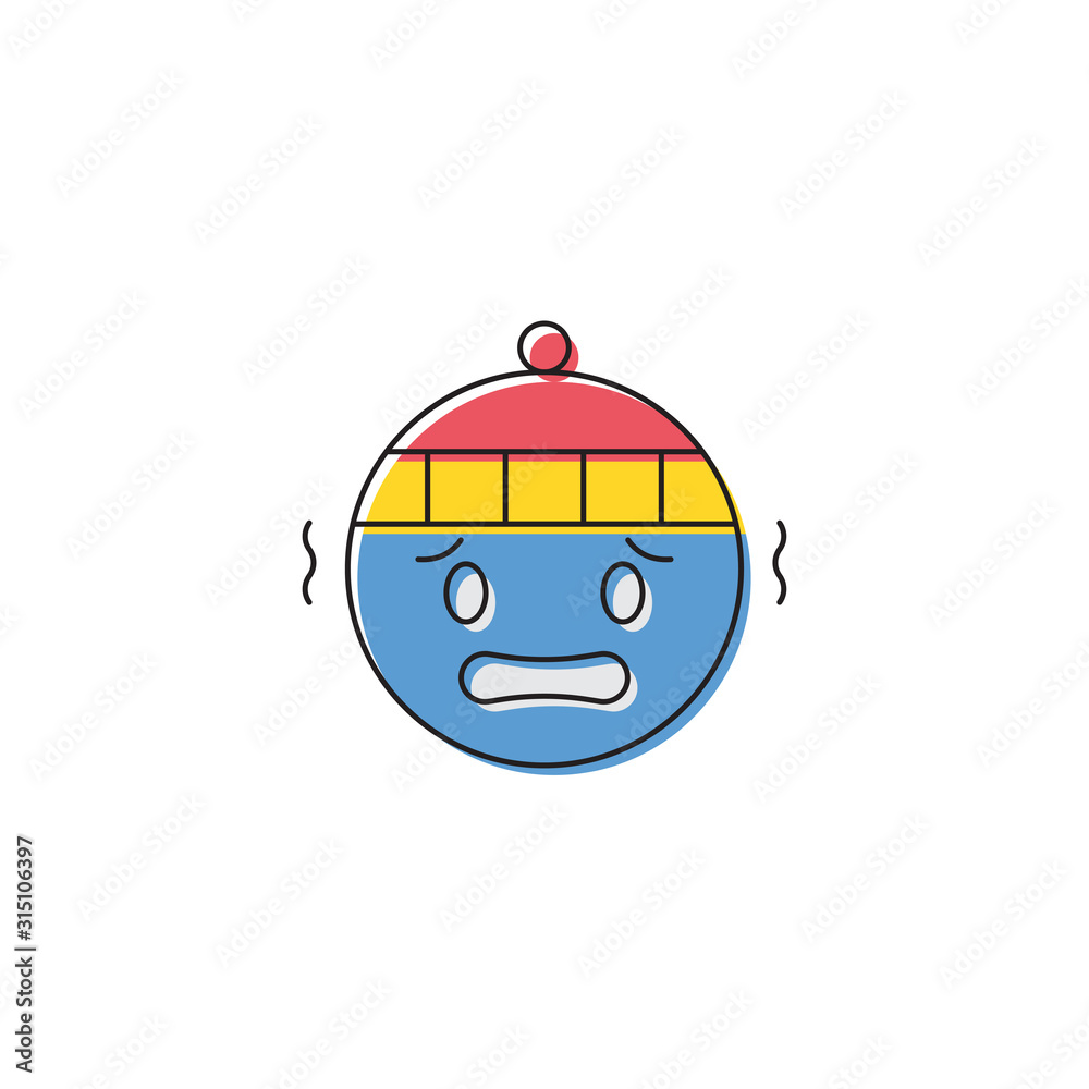 Cold freezing emoticon vector icon symbol emoji isolated on white ...