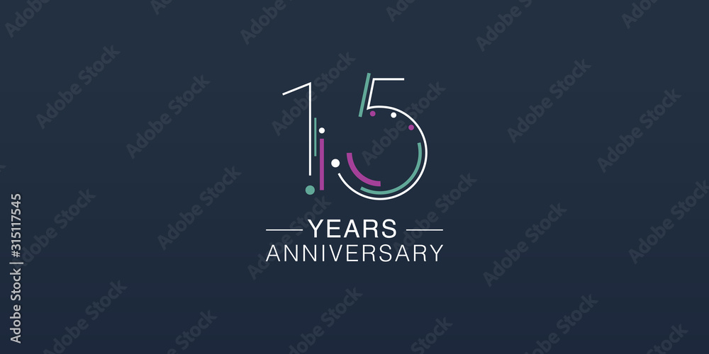 15 years anniversary vector icon, logo. Neon graphic number Stock ...