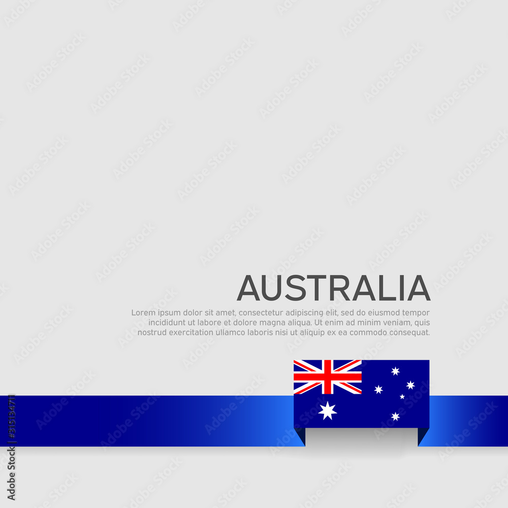 Australia flag background. Ribbon color flag of australia on a white ...