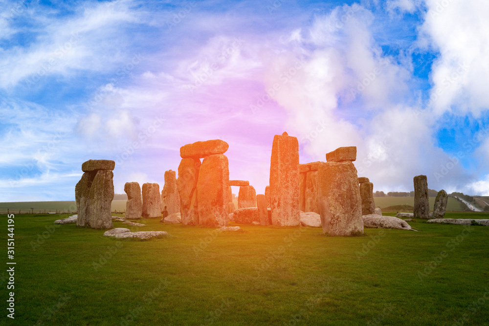 Stonehenge with Blue Sky landscape, England ,Stonehenge is the worldâ ...