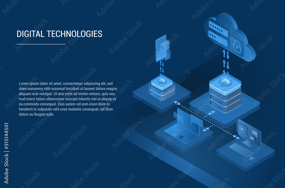 Vetor de Cloud Computing Concept. Cloud storage isometric vector ...