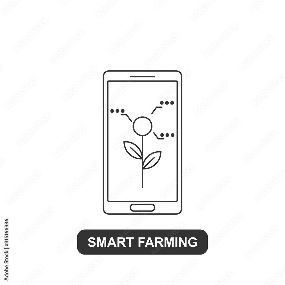 Smart farming icon, farm , sensor concept. Icon mobile phone with ...