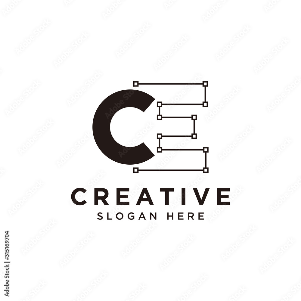 Initial CE logo design with curved line - vector Stock Vector | Adobe Stock