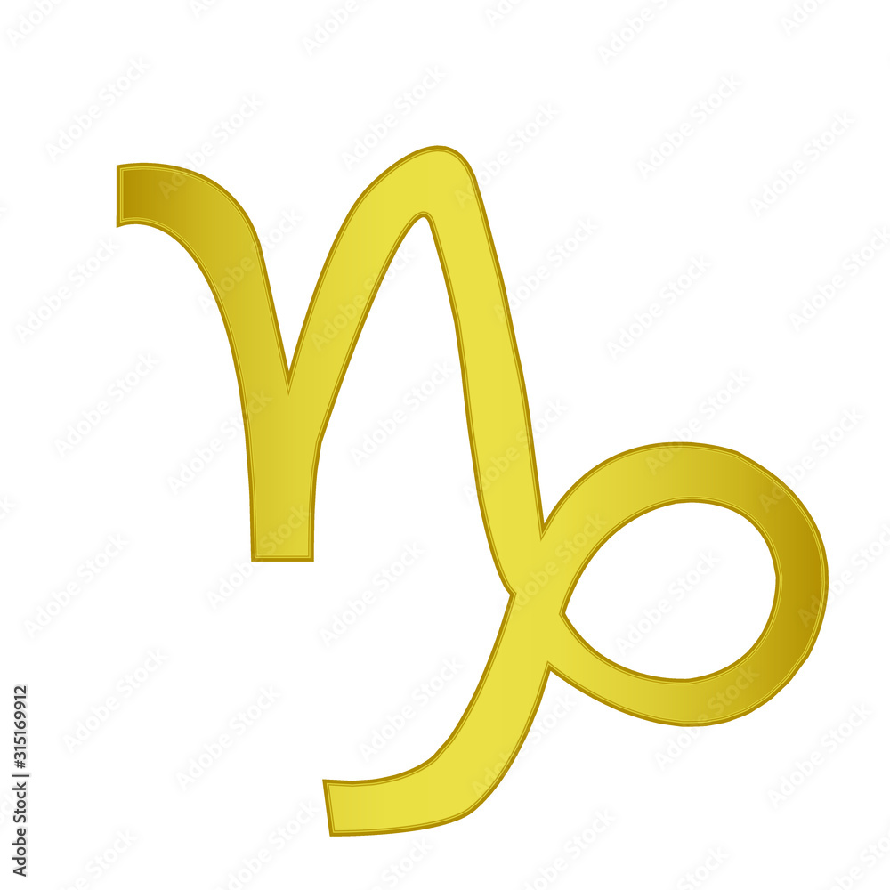 golden Mountain Sea-goat vector icon. Zodiac Sign. Mountain Sea-goat ...